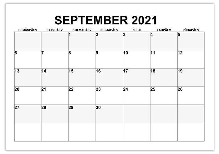 Kalender september 2021 – kalendrid.su